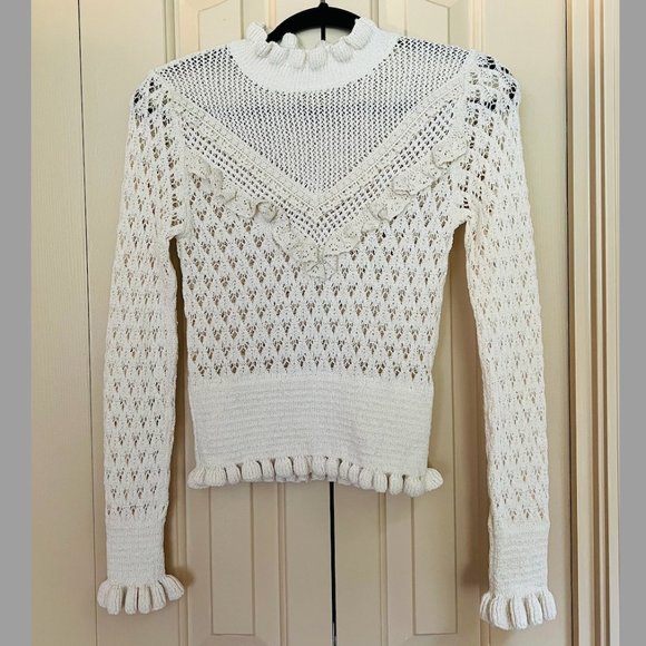 Zara | Sweaters | Zara Ivory Knitted Cottagecore Sweater | Poshmark